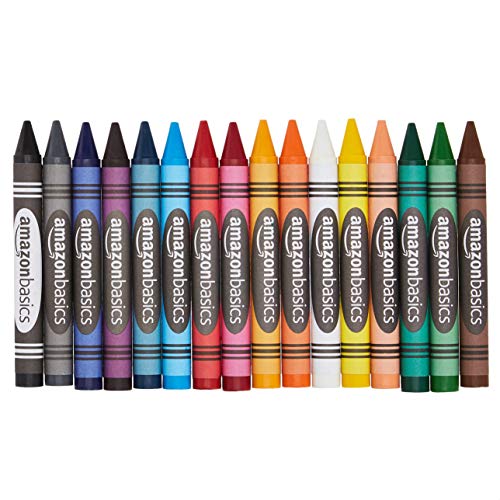 Amazon Basics Jumbo Crayons - 16 Assorted Colors, 2-Pack