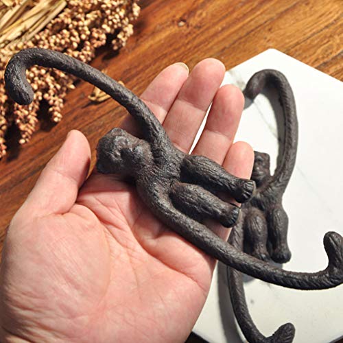 DOITOOL Cast Iron Large S Hooks Heavy Duty Monkey Gibbon Hooks Decorative Gardening Plant Hooks Door Wall Hanging Hats Organizer