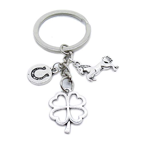 100 Pieces Keychain Keyring Jewellery Clasps Charms Suppliers RM5V4W Clover Lucky Hoof Horseshoe Horse Running