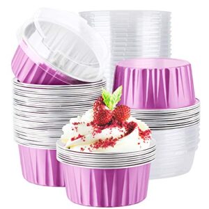 cupcake liners, eusoar 50pcs 5oz 125ml disposable ramekins, aluminum foil muffin liners cups, disposable aluminum foil cupcake baking cups holders cases boxes containers pans