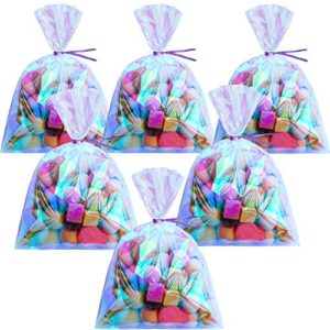 120 pieces iridescent cellophane bag cellophane treat bags iridescent party favor bag holographic cellophane bag with 200 pieces twist ties for party wedding birthday