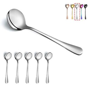 soup spoons, kyraton 6 pieces stainless steel round spoons,dinner spoon table spoon, spoons silverware dishwasher safe set of 6