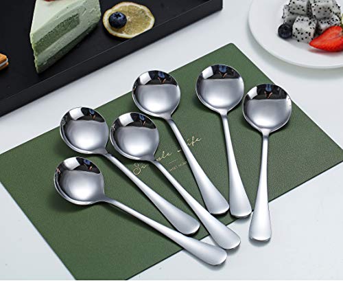 Soup Spoons, Kyraton 6 Pieces Stainless Steel Round Spoons,Dinner Spoon Table Spoon, Spoons Silverware Dishwasher Safe Set of 6