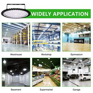 Viugreum 5 Pack 500W UFO LED High Bay Light, 50000LM 6500K Daylight White LED Warehouse Lighting, IP65 Waterproof Commercial Bay Lighting for Garage Barn Workshop Wet Location