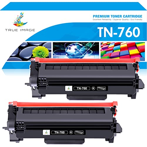 TRUE IMAGE Compatible Toner Cartridge Replacement for Brother TN760 TN730 for DCP-L2550DW MFC-L2710DW MFC-L2750DW HL-L2350DW HL-L2370DW HL-L2390DW HL-L2395DW Printer Ink High Yield (Black, 2-Pack)