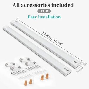 Led Shop Lights for Garage 4 Foot with Plug Led Ceiling Light 36W 4Ft 2 Pack 5000K Super Bright Wall Lights IP66 Waterproof Led Light for Garage, Workbench, Hallway, Closet