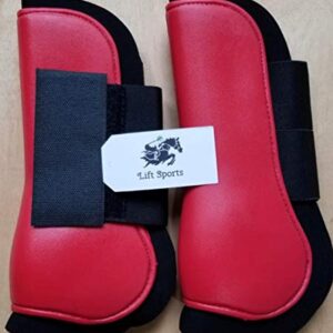 Horse Tendon & Fetlock Boots Jumping Leg Protection Boots Light Weight Support Open Front Brushing Medicine (Maroon (Set of 4))