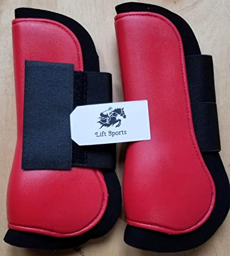 Horse Tendon & Fetlock Boots Jumping Leg Protection Boots Light Weight Support Open Front Brushing Medicine (Maroon (Set of 4))