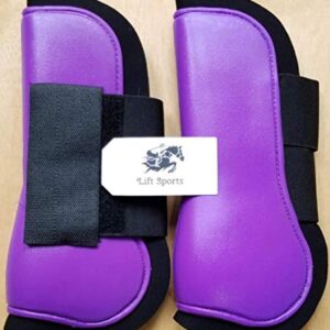 Horse Tendon & Fetlock Boots Jumping Leg Protection Boots Light Weight Support Open Front Brushing Medicine (Maroon (Set of 4))