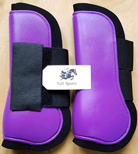 Horse Tendon & Fetlock Boots Jumping Leg Protection Boots Light Weight Support Open Front Brushing Medicine (Maroon (Set of 4))