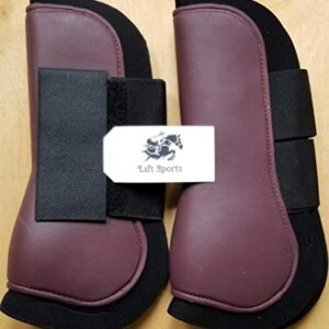 Horse Tendon & Fetlock Boots Jumping Leg Protection Boots Light Weight Support Open Front Brushing Medicine (Maroon (Set of 4))