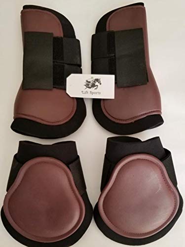 Horse Tendon & Fetlock Boots Jumping Leg Protection Boots Light Weight Support Open Front Brushing Medicine (Maroon (Set of 4))