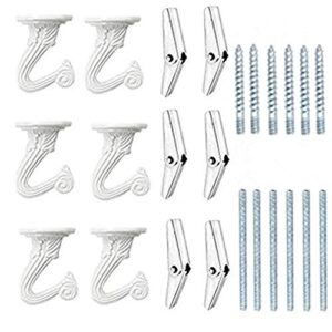 lifeunite 6 sets white ceiling hooks for hanging plant, heavy duty swag toggle hooks with hardware (white)