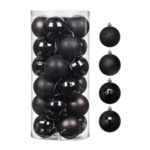 moonet 24pcs 2.36in christmas decoration balls shatterproof color set ornaments balls for festival wedding home party decors xmas tree hanging (60mm black)