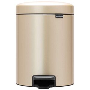 brabantia newicon pedal bin 5l (champagne) soft-closure bathroom rubbish bin, removable inner bucket + bin bags