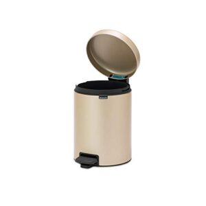 Brabantia NewIcon Pedal Bin 5L (Champagne) Soft-Closure Bathroom Rubbish Bin, Removable Inner Bucket + Bin Bags