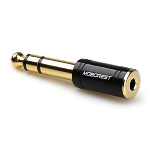 MOBOREST 1/4'' (6.35mm) Male TRS Plug to 1/8'' (3.5mm) Female Socket Stereo Audio Jack Pure Copper Adapter for Headphone, Amp, Adapte - Black 1PCS