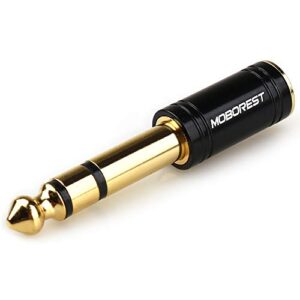 MOBOREST 1/4'' (6.35mm) Male TRS Plug to 1/8'' (3.5mm) Female Socket Stereo Audio Jack Pure Copper Adapter for Headphone, Amp, Adapte - Black 1PCS