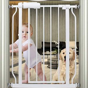 HOOOEN Small Narrow Baby Gate for Stairs Doorways Hallways 24 Inch to 29 Inch Wide Pressure Mounted Baby Gate Walk Through Child Gates for Kids or Pets Indoor Safety Gates