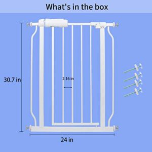 HOOOEN Small Narrow Baby Gate for Stairs Doorways Hallways 24 Inch to 29 Inch Wide Pressure Mounted Baby Gate Walk Through Child Gates for Kids or Pets Indoor Safety Gates