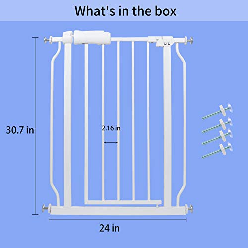 HOOOEN Small Narrow Baby Gate for Stairs Doorways Hallways 24 Inch to 29 Inch Wide Pressure Mounted Baby Gate Walk Through Child Gates for Kids or Pets Indoor Safety Gates