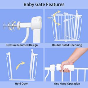 HOOOEN Small Narrow Baby Gate for Stairs Doorways Hallways 24 Inch to 29 Inch Wide Pressure Mounted Baby Gate Walk Through Child Gates for Kids or Pets Indoor Safety Gates