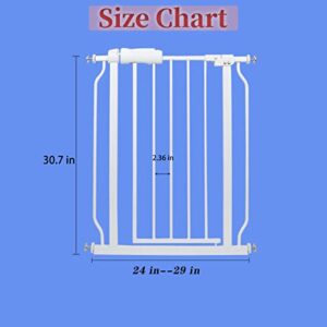 HOOOEN Small Narrow Baby Gate for Stairs Doorways Hallways 24 Inch to 29 Inch Wide Pressure Mounted Baby Gate Walk Through Child Gates for Kids or Pets Indoor Safety Gates