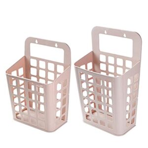 DOITOOL Laundry Basket for Bathrom Dirty Clothes Laundry Hamper Plastic Detachable Laundry Container Hanging Storage Basket Organizer Household Supplies (Large, Pink)