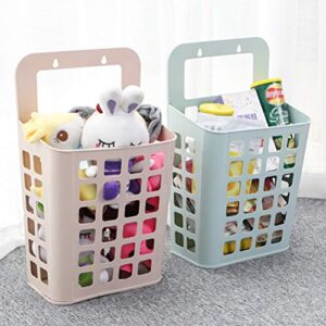 DOITOOL Laundry Basket for Bathrom Dirty Clothes Laundry Hamper Plastic Detachable Laundry Container Hanging Storage Basket Organizer Household Supplies (Large, Pink)