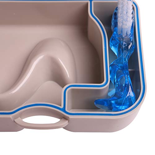 Denture Box Case Bath Container and Brush with Mirror False Teeth Storage Box for Travel Daily Denture Care