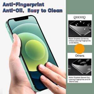 QHOHQ 3 Pack Screen Protector for iPhone 12 6.1 Inch with 2 Pack Tempered Glass Camera Lens Protector, Ultra HD, 9H Hardness, Scratch Resistant, Easy Install - Case Friendly