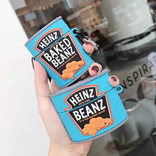 Generic for Airpods Silicone Case Funny Cover Compatible Apple Airpods 1&2[Best Gift for Girl Boy] for Kids Girls Teens Boys Character Skin Keychain Airpod - Tomato Sauce Baked Beans