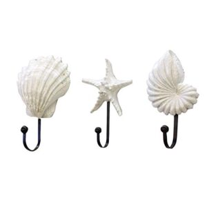 Wall Hooks Coat Hooks, Sea Shell Wall Hooks, 3pcs/Set Decorative Seashells Resin Wall Coat Hooks Wall Decorative Hooks Hanging Coats Clothes