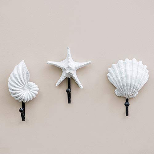 Wall Hooks Coat Hooks, Sea Shell Wall Hooks, 3pcs/Set Decorative Seashells Resin Wall Coat Hooks Wall Decorative Hooks Hanging Coats Clothes