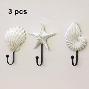 Wall Hooks Coat Hooks, Sea Shell Wall Hooks, 3pcs/Set Decorative Seashells Resin Wall Coat Hooks Wall Decorative Hooks Hanging Coats Clothes