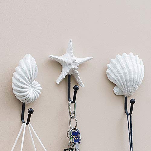 Wall Hooks Coat Hooks, Sea Shell Wall Hooks, 3pcs/Set Decorative Seashells Resin Wall Coat Hooks Wall Decorative Hooks Hanging Coats Clothes