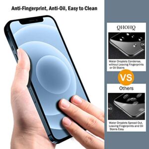 QHOHQ 3 Pack Screen Protector for iPhone 12 Pro Max 6.7" with 2 Pack Tempered Glass Camera Lens Protector, Ultra HD, 9H Hardness, Scratch Resistant, Easy Install - Case Friendly