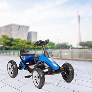 LONABR Pedal Go Kart Ride on Toys 4 Wheel Kids' Pedal Car Racer with EVA Rubber Tires for Outdoor for Boys & Girls