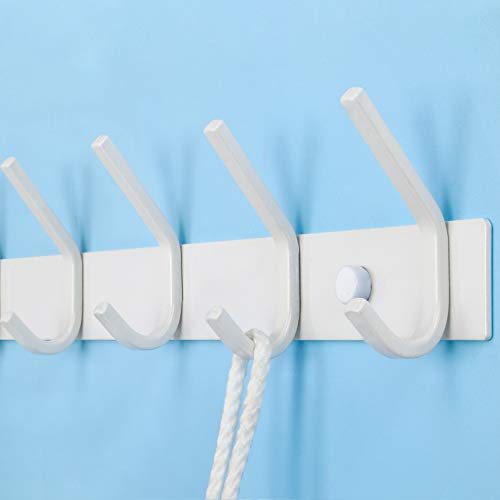 WEBI Coat Rack Wall Mounted,Coat Hooks Wall Mounted White,Coat Hanger Wall Hook Rack,6 Hooks for Hanging Coats,Hats,Jacket,Clothes