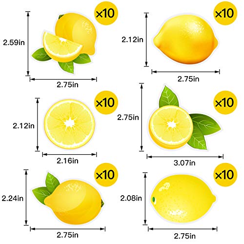 60 Pieces Lemon Cut Out Accents Mini Lemon Cutouts Paper Decorations Versatile DIY Fruit Sign Cutouts for Summer Bulletin Board Classroom School Party