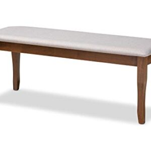 Baxton Studio Cornelie Modern and Contemporary Transitional Grey Fabric Upholstered and Walnut Brown Finished Wood Dining Bench