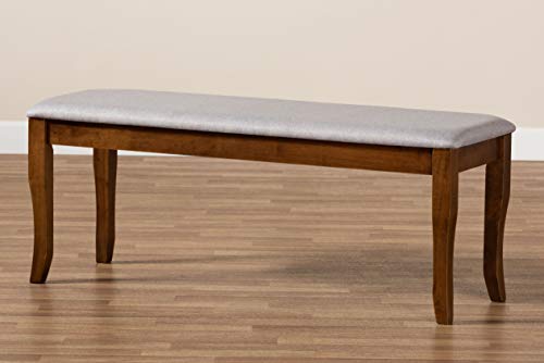 Baxton Studio Cornelie Modern and Contemporary Transitional Grey Fabric Upholstered and Walnut Brown Finished Wood Dining Bench