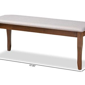 Baxton Studio Cornelie Modern and Contemporary Transitional Grey Fabric Upholstered and Walnut Brown Finished Wood Dining Bench