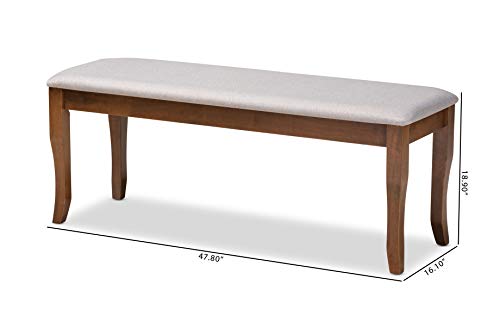 Baxton Studio Cornelie Modern and Contemporary Transitional Grey Fabric Upholstered and Walnut Brown Finished Wood Dining Bench