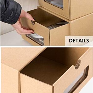 Shozafia Cardboard Shoe Boxes, Stackable Clear Shoe Box for Storage with Lids, Pack of 6 (Sneaker Size)