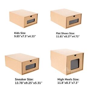 Shozafia Cardboard Shoe Boxes, Stackable Clear Shoe Box for Storage with Lids, Pack of 6 (Sneaker Size)