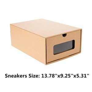 Shozafia Cardboard Shoe Boxes, Stackable Clear Shoe Box for Storage with Lids, Pack of 6 (Sneaker Size)