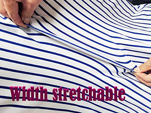 Fabric by The Yard Cotton Spandex Blue and White Stripes Single Jersey Knit Fabric Yarn Dyed 4 Ways Stretch for T Shirt Pajama Skirt Pet Dec.Table Cloth Dust Cover Pet Deca DIY (1 Y)