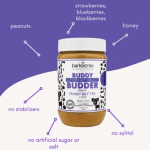 Bark Bistro Company, Superberry Snoot, 100% Natural Dog Peanut Butter, Healthy Peanut Butter Dog Treats, Stuff in Toy, Dog Pill Pocket, Made in USA (17oz jar)