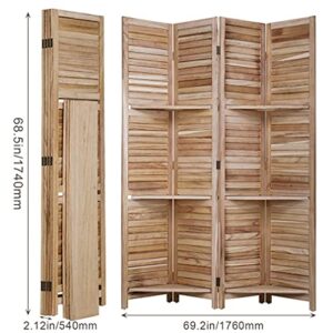 4 Panel Room Divider Folding Privacy Wooden Screen with Three Clever Shelf Portable Partition Screen Screen Wood for Home Office